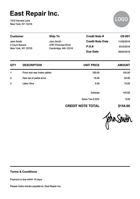 Free Credit Note Templates Quickly Create And Send As Pdf