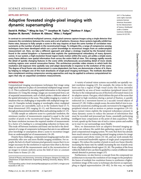 PDF Adaptive Foveated Single Pixel Imaging With Dynamic Supersampling