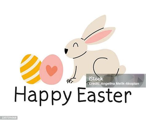 쾌활한 디자인으로 부활절 휴일을 축하하는 화려한 달걀을 가진 귀여운 토끼 계절에 대한 스톡 벡터 아트 및 기타 이미지 계절 공예 공휴일 Istock
