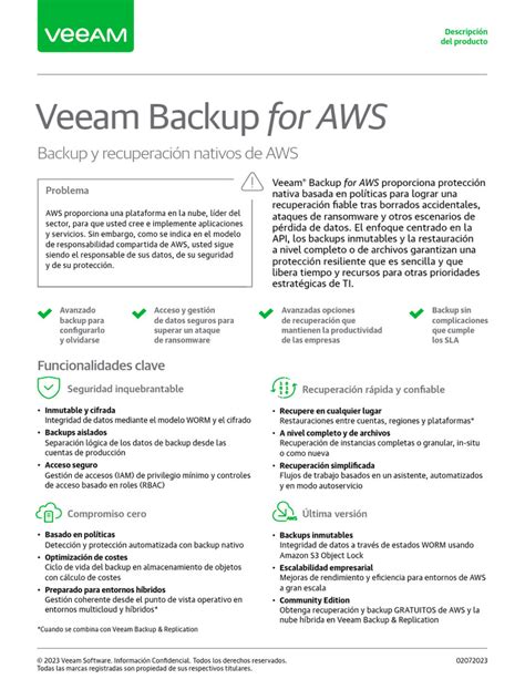 Veeam Backup Aws Product Overview Pdf Apoyo Computación En La Nube