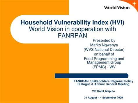 Ppt Household Vulnerability Index Hvi World Vision In Cooperation