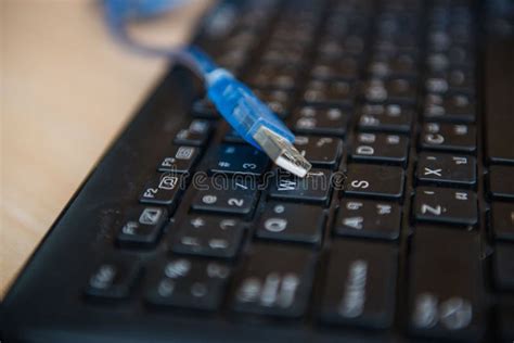 Closeup USB Cable On Keyboard Technology Concept Stock Photo Image Of Cable Computer 94240550