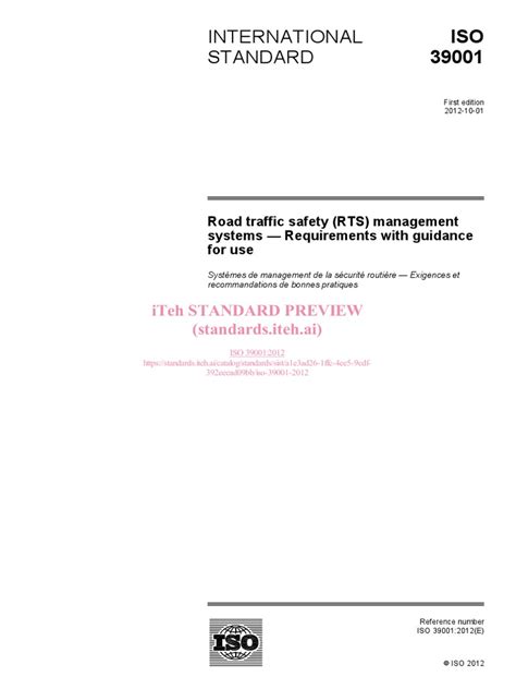 Iso 39001 2012 Road Traffic Safety Ms Pdf