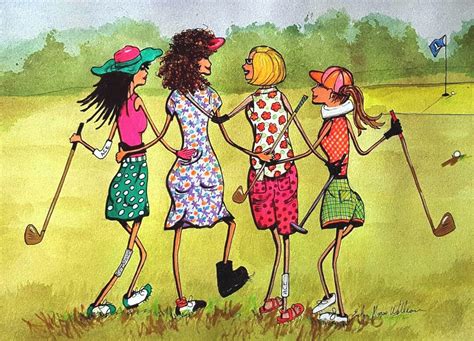 Golf Art Print Womens Foursome Funny Golfing T 75x525 Etsy