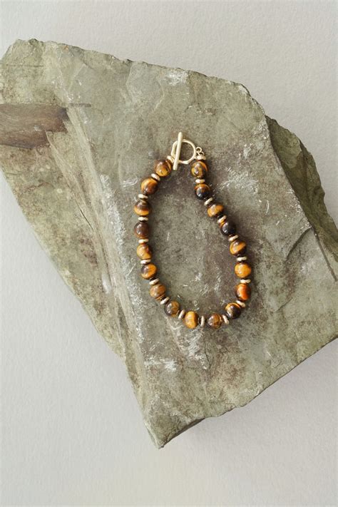 Mens Gold Tone Tigers Eye Crystal Bracelet Crystal Jewellery