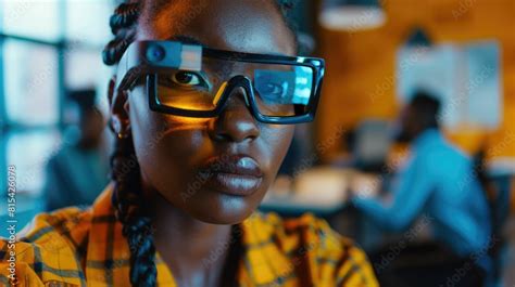 The Close Up Picture Of The African American Software Engineer Female Is Wearing The Smart