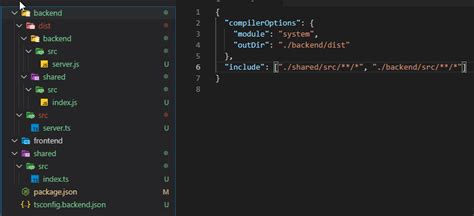 typescript frontend and backend build with shared folder stack overflow