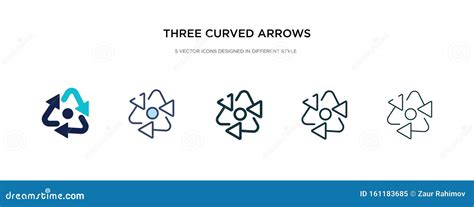 Three Curved Arrows Icon In Different Style Vector Illustration Two