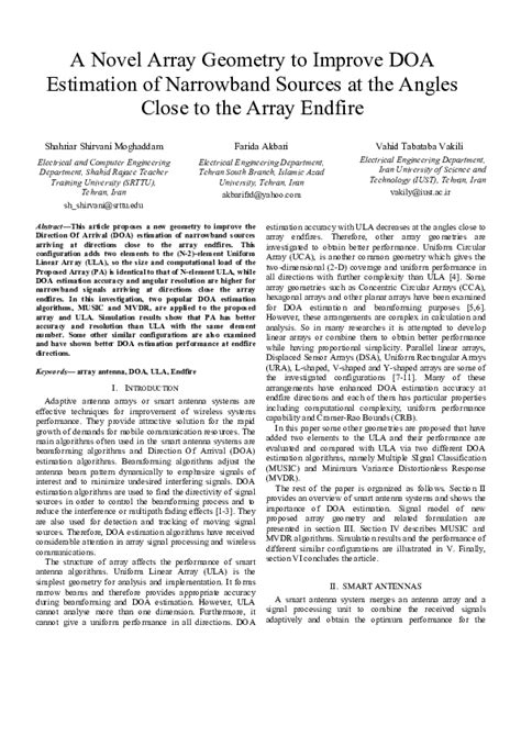 pdf a novel array geometry to improve doa estimation of narrowband