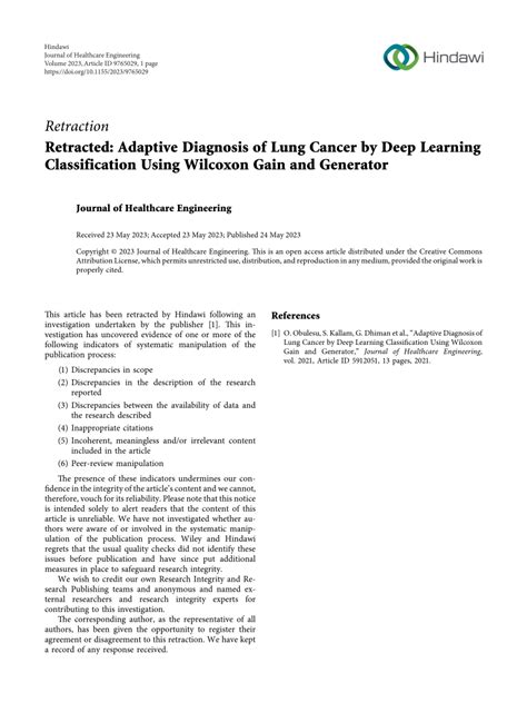 pdf retracted adaptive diagnosis of lung cancer by deep learning