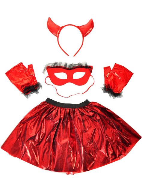 5 Piece Girls Metallic Red Devil Accessory Kit