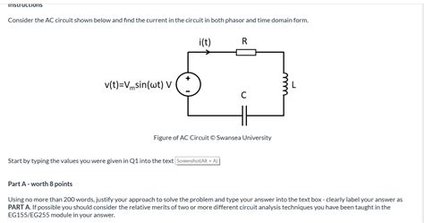 Solved Instructions Consider The AC Circuit Shown Below And Chegg