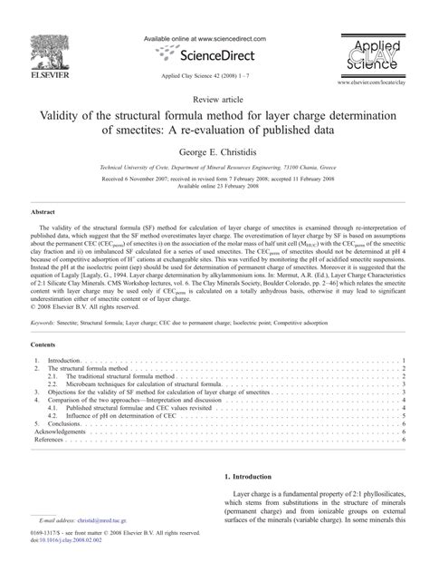 Pdf Validity Of The Structural Formula Method For Layer Charge Determination Of Smectites A