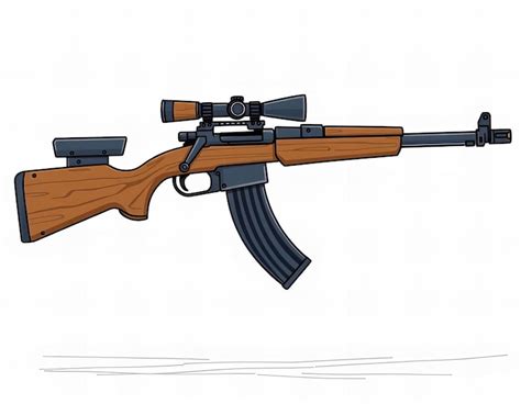Cartoon Drawing Of A Rifle With A Scope And A Scope On It Premium Ai