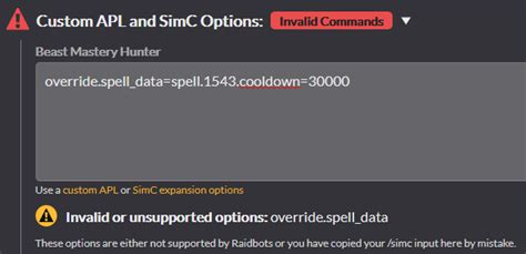 Support Override Spell Data In Custom SimC Options Issue Seriallos Raidbots Issues GitHub