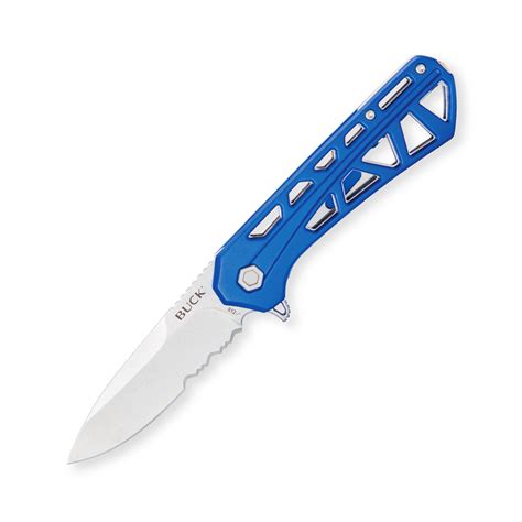 Buck 812 Trace Folding Knife Blue 323in Partially Serrated Drop Point