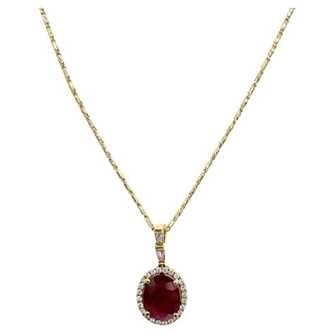 18k 14k Yellow Gold Pendant With Ruby And Diamonds For Sale At 1stdibs