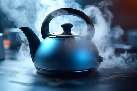 Premium Ai Image Boiling Kettle With Dense Vapor Rising
