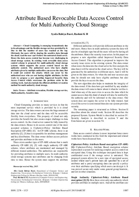 Pdf Attribute Based Revocable Data Access Control For Multi Authority Cloud Storage
