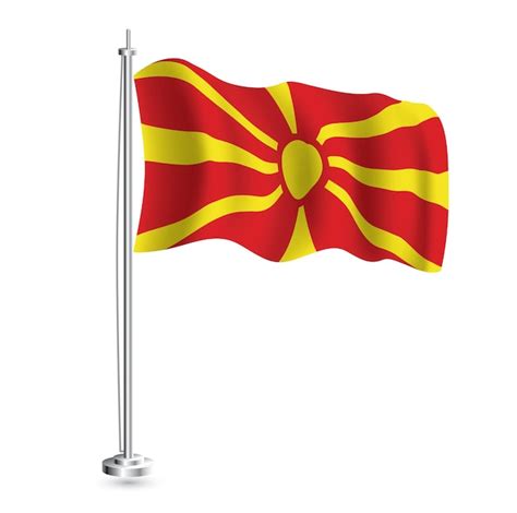 Premium Vector North Macedonia Flag Isolated Realistic Wave Flag Of