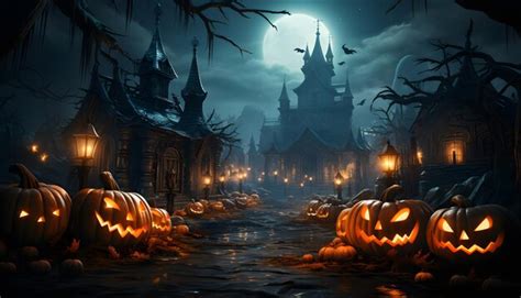 Premium Ai Image A Spooky House With Ghostly Presence A Pumpkin Patch