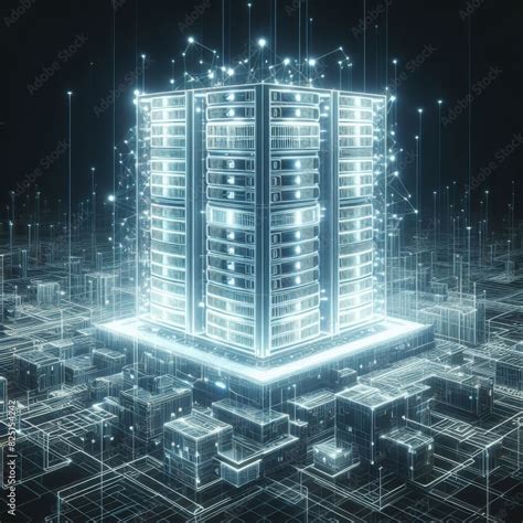 Futuristic Quantum Computing Data Center High Tech Server Room With