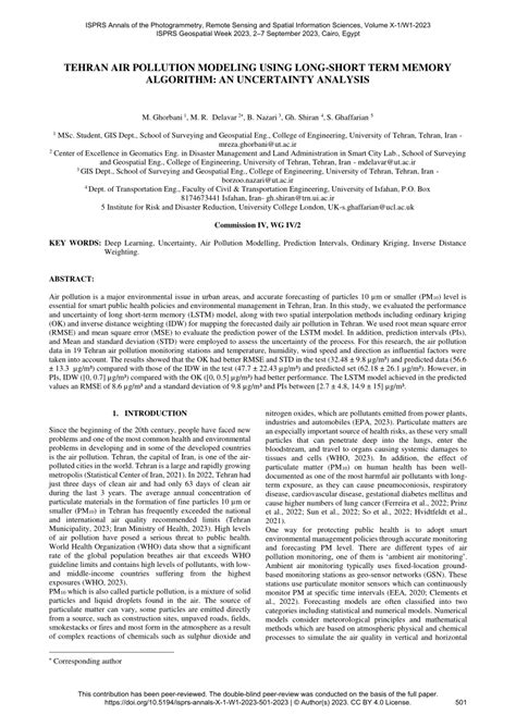 Pdf Tehran Air Pollution Modeling Using Long Short Term Memory
