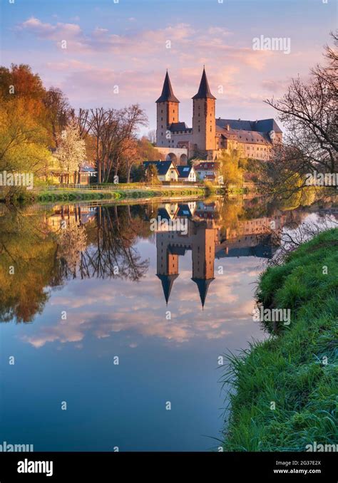 Rochlitz Castle On The River Zwickauer Mulde At Morgenrot Rochlitz