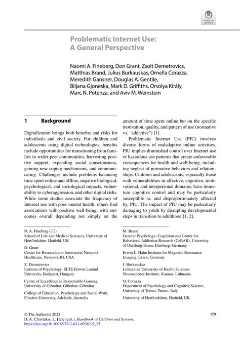 Pdf Problematic Internet Use A General Perspective