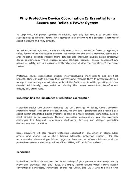 Ppt Why Protective Device Coordination Is Essential For A Secure And Reliable Power System