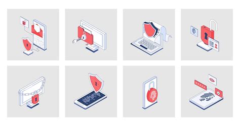 Cyber Security Isometric Icons Set Objects Ft 3d And Isometry Envato