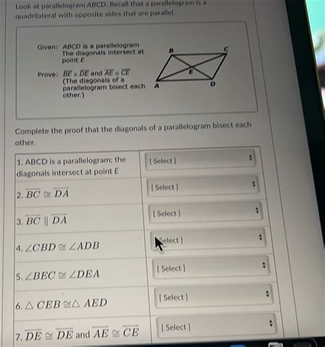 Solved Look At Parallelogram Abcd Recall That A Parallelogram Is A Quadrilateral With Opposite