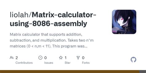 github liolah matrix calculator using 8086 assembly matrix