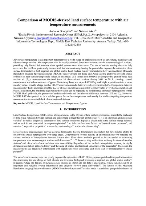 Pdf Comparison Of Modis Derived Land Surface Temperature With Air