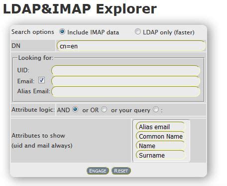LDAP IMAPExplorer Cyrus Accounts Browser