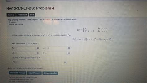 Solved Hw LT DS Problem Previous Problem List Next Chegg Com