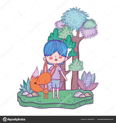 가로 문자에 아이 함께 작은 여우 스톡 벡터 ©stockgiu 246945972