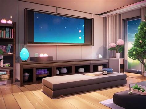 Living Room With A Tv Gacha Background