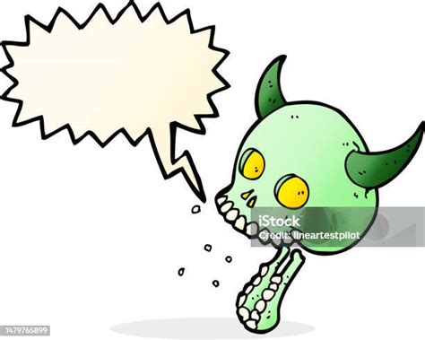 말풍선이 있는 섬뜩한 해골 말풍선을 귀여운에 대한 스톡 벡터 아트 및 기타 이미지 귀여운 그라데이션 기이함 Istock