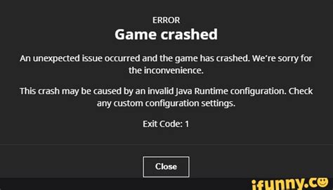 Error Game Crashed An Unexpected Issue Occurred And The Game Has