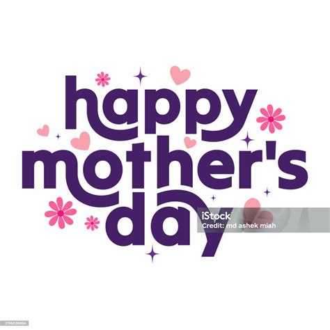 어머니의 날 인사말 카드 배너 포스터 벽지 배경벽지 해피 어머니의 날 타이포그래피와 서예는 엄마를 위해 스티커 라벨 태그를 원합니다 하트 모양과 꽃으로 장식 어버이날에 대한