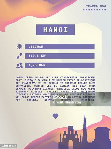 하노이 베트남 벡터 인포 그래픽 브로셔 레이아웃 가이드 전단지 전단지 텍스트 정보 도시 스카이 라인 모양이있는 광고 그래픽 템플릿 페이지 축제 표지 모형 이미지 0명에 대한
