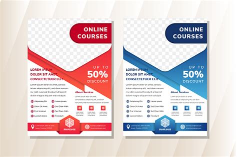수직 레이아웃의 온라인 코스 전단지 디자인 템플릿 모음 0명에 대한 스톡 벡터 아트 및 기타 이미지 0명 개념 개념과 주제 Istock