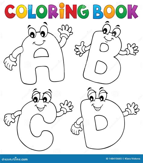 Coloring Book Cartoon Abcd Letters 2 Stock Vector Illustration Of