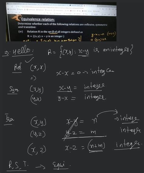 Equivalence Relationdetermine Whether Each Of The Following Relations A