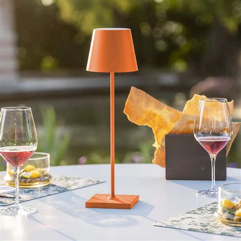 Lampada Da Tavolo Led Touch Polly Arancione 5w Portatile A Batteria Ricaricabile Usb Dimmerabile