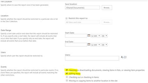 sharepoint served enable auditing for a specific document library and