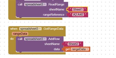 spreadsheet readrange than addrow mit app inventor help mit app
