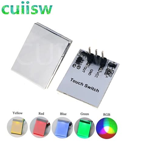 1pcs 파란색 빨간색 노란색 녹색 Rbg Httm 시리즈 정전 용량 터치 스위치 버튼 모듈 27 V ~ 6 V 모듈 간섭
