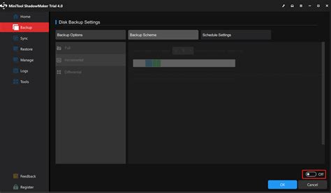 Backup Settings Optionsschedulescheme In Minitool Shadowmaker